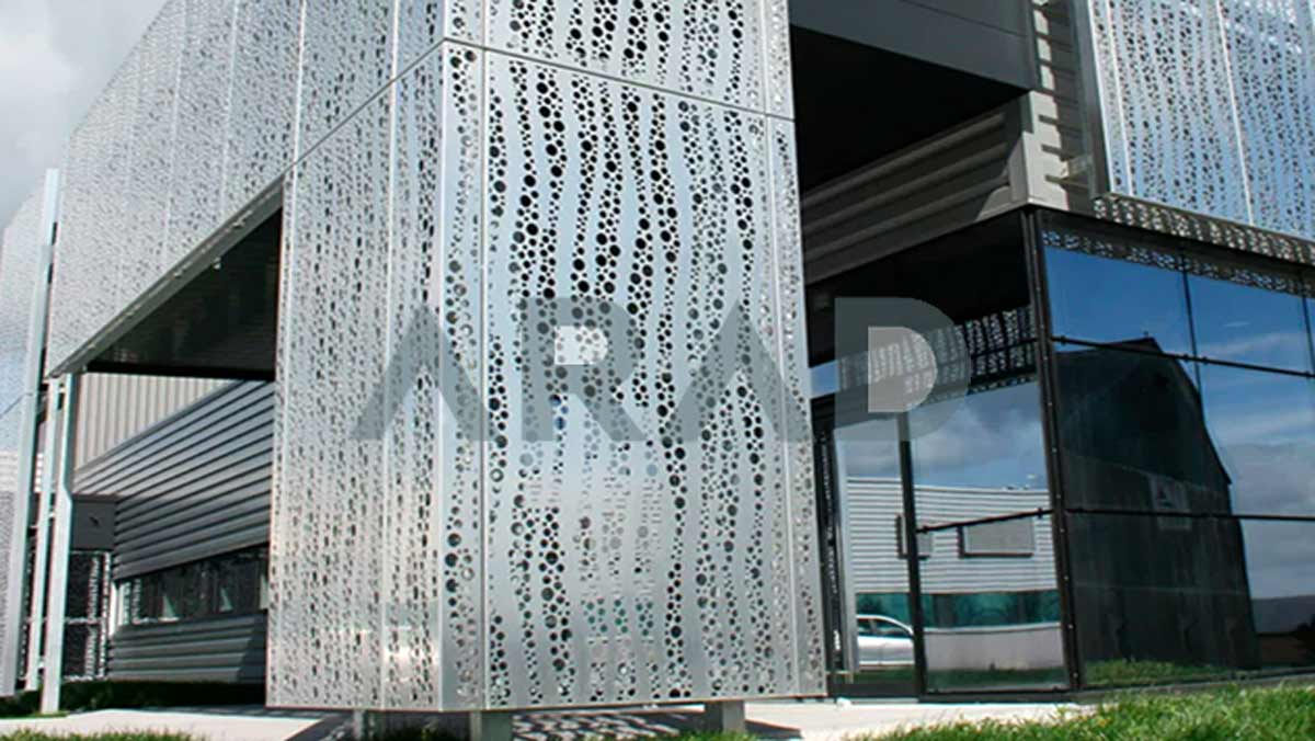 ورق CNC - نمای مدرن آراد،اجرای کرتین وال و پانچ متال و نمای خشک